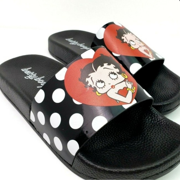 Betty Boop | Shoes | Betty Boop Black White Polka Dots Footbed Slide ...